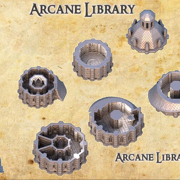 3D Printable Arcane Library - Tabletop Terrain - 28 MM by MiniatureLand